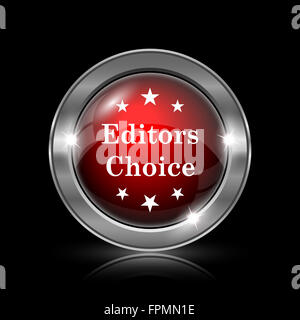 Editors choice icon. Metallic internet button on black background Stock ...