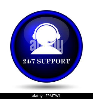 24/7 Support (customer care team) icon glassy orange button Stock Photo ...