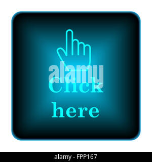 Click here icon. Internet button on white background Stock Photo - Alamy