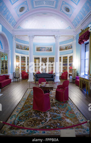 The painted interior of the Robert Adam library at Kenwood House ...