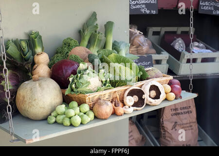 Selection of Vegetables Displayed Outside Local Farm Shop Stock Photo ...