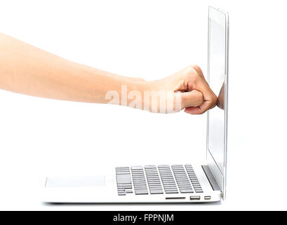 Angry Business woman fist on desk Stock Photo - Alamy
