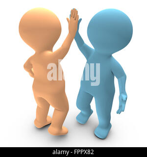 This 3D picture illustrates a high five between three persons that ...