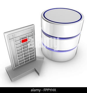 Icon symbolizing a schema import into a database Stock Photo - Alamy