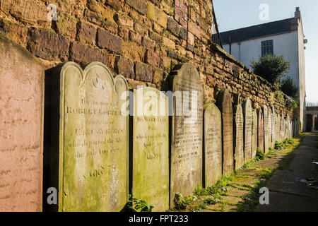 Row of head stones at St Giles a medieval church in Northampton town ...