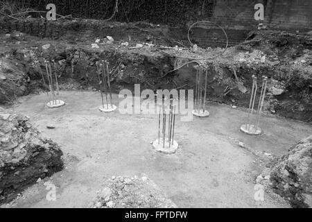 Structural works in progress, piles trimmed, blinding poured, ready for ...