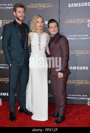 (L-R) Actors Liam Hemsworth and Jennifer Lawrence attend the special ...