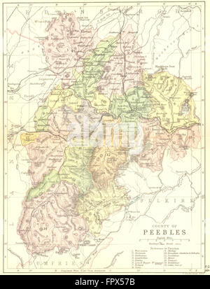 SCOTLAND: Peebles: Peeblesshire: Philip, 1891 antique map Stock Photo ...