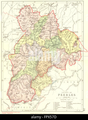 SCOTLAND: Peebles: Peeblesshire: Philip, 1891 antique map Stock Photo ...