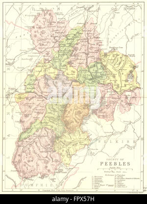 SCOTLAND: Peebles: Peeblesshire: Philip, 1891 antique map Stock Photo ...