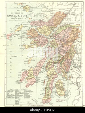 Map of the Counties of Argyll & Bute, Scotland, circa 1882 Stock Photo ...
