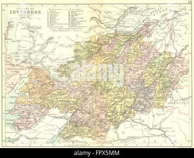 INVERNESS-SHIRE antique county map. Parishes. Scotland. LIZARS 1895 old ...