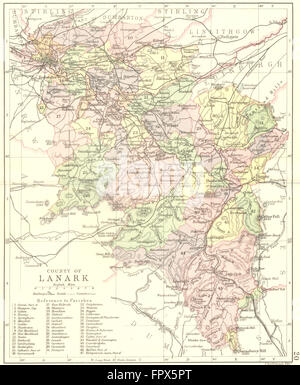 SCOTLAND: Lanark: Lanarkshire: Philip, 1891 antique map Stock Photo - Alamy