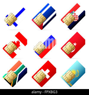 Travel SIM vector illustration. Mobile roaming. Luggage Stock Photo - Alamy