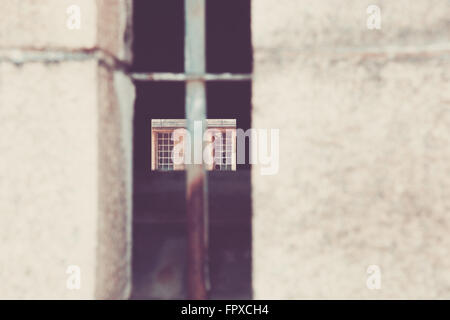 A view through an old military fort window. You can see clear through ...