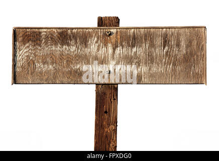 Old weathered rectangular wooden sign isolated on white Stock Photo - Alamy