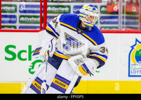 St. Louis Blues goalie Jake Allen (34) during the NHL game between the ...