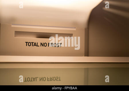 Fridge interior with total no frost in the inside. Close up with empty ...