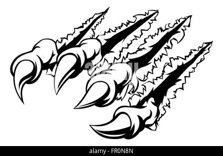 Monster claws breaking through ripping tearing and scratching the wall ...