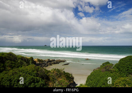 Brighton Beach, Dunedin, South Island, New Zealand - drone aerial Stock ...