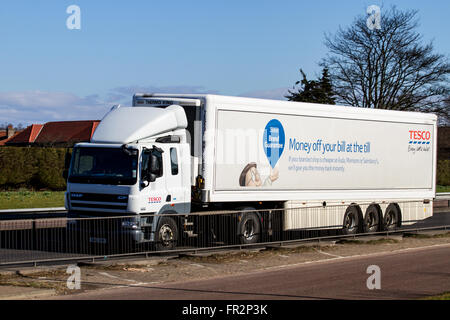 A Tesco PLC articulated lorry travelling along the Kingsway West Dual ...