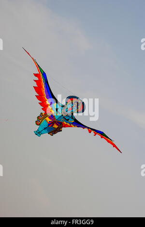 a bright and colourful "Garuda" kite flying during the Kite Flying ...