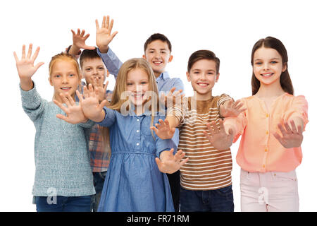 happy children waving hands Stock Photo - Alamy