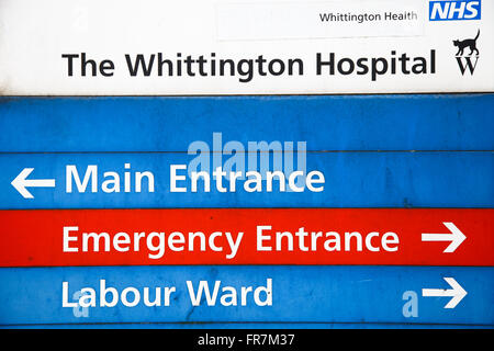 Emergency Department sign Whittington Hospital Archway London England ...