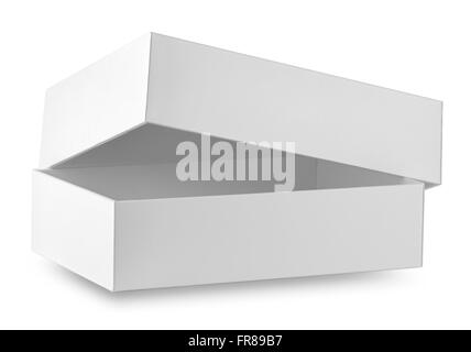 White ajar box isolated on white background Stock Photo - Alamy