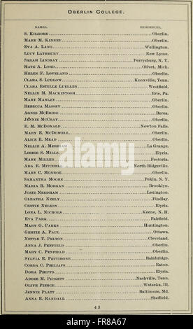 This 1850 catalog lists the faculty and students of Oberlin College ...