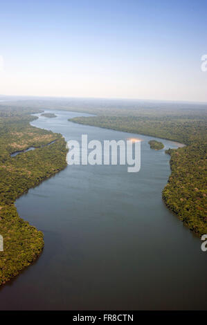 Juruena, Mato Grosso, Brazil. Aerial view of new dirt road penetrating ...