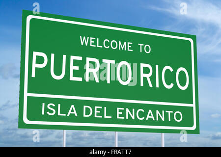 Billboard Welcome to Puerto Rico on Puerto Rican map, 3D rendering ...