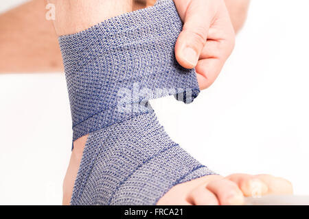 Ankle Sprain Bandage. Medical Foot Trauma Therapy Stock Photo - Alamy