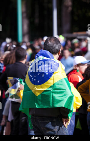 brazilian flag on the back of a person in Rio de Janeiro Brazil Stock ...