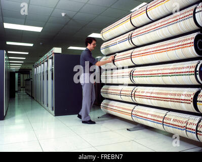 Magnetic tape drive storage for early computer mainframe system Stock ...