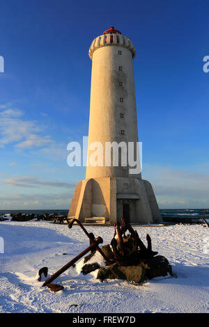 The (new) Akranesviti lighthouse, Akranes town, Snaefellsnes Peninsula ...