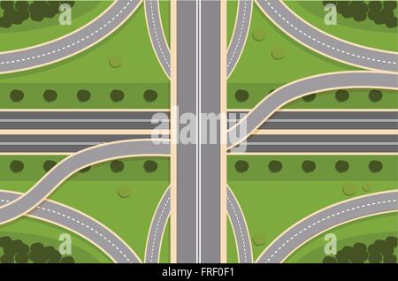 Aerial View - Top View Roads Intersections, Highways Stock Vector Image ...
