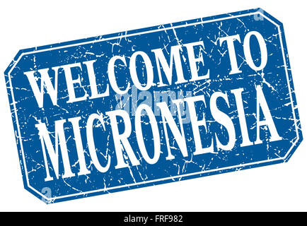 Micronesia blue square grunge vintage isolated stamp Stock Photo - Alamy