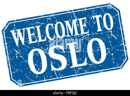 Oslo blue square grunge welcome to stamp Stock Photo - Alamy