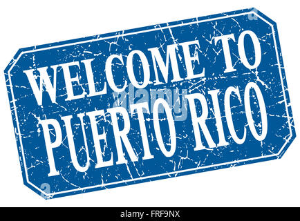 welcome to Puerto Rico blue grunge square stamp Stock Photo - Alamy