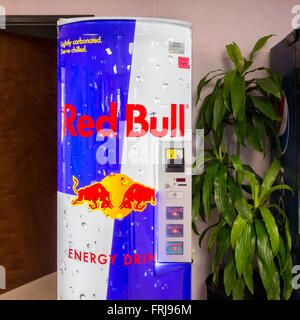 A Red Bull machine offering cold energy drinks in Oklahoma, USA Stock ...