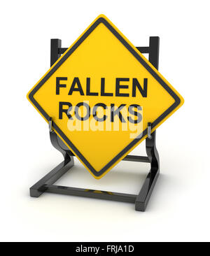 Fallen rocks warning sign Stock Photo - Alamy