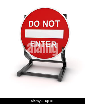 Sign traffic road symbol, do not enter, close view. 3D rendering Stock ...
