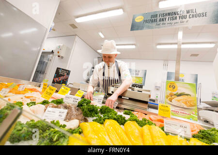 Fresh fish counter of Morrisons supermarket England, Britain, UK Stock ...