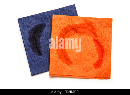 Dirty napkins in closeup isolated on white background Stock Photo - Alamy