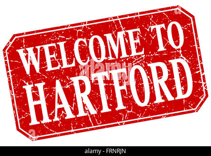 Hartford red square grunge welcome to stamp Stock Photo - Alamy