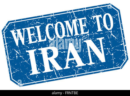 Iran blue square grunge retro style sign Stock Photo - Alamy