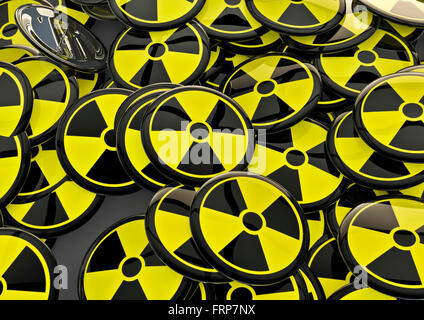 Nuclear badges / 3D render of metallic badges with atomic energy symbol ...