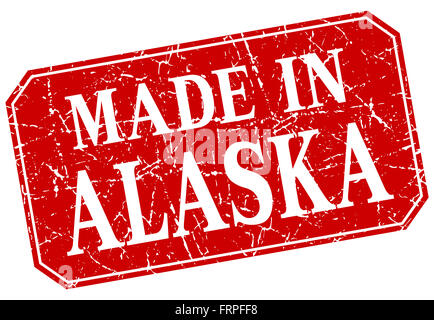 made in Alaska red square isolated stamp Stock Photo - Alamy