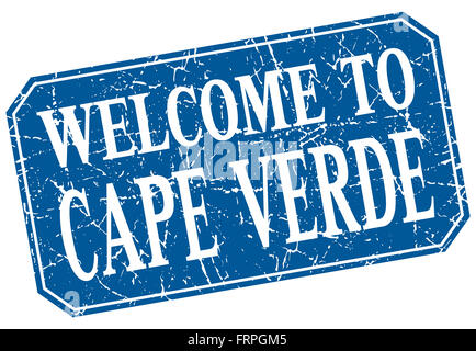Cape Verde blue square grunge welcome to stamp Stock Photo - Alamy